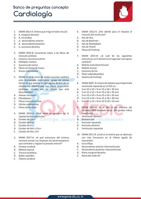 Flashcards de CARDIOLOGIA ENAM TODO | Por citnhia cardenas | uDocz