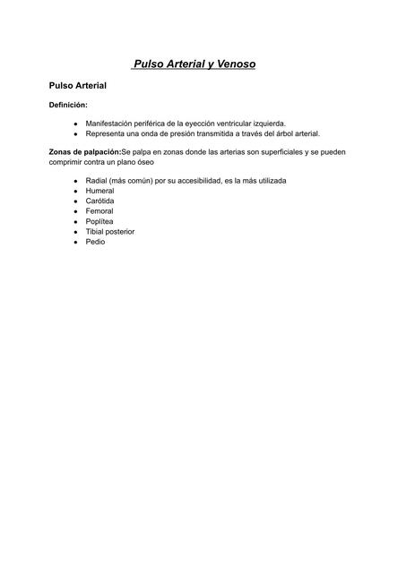 Pulso arterial y venoso semiologia | Julieta Allende | uDocz