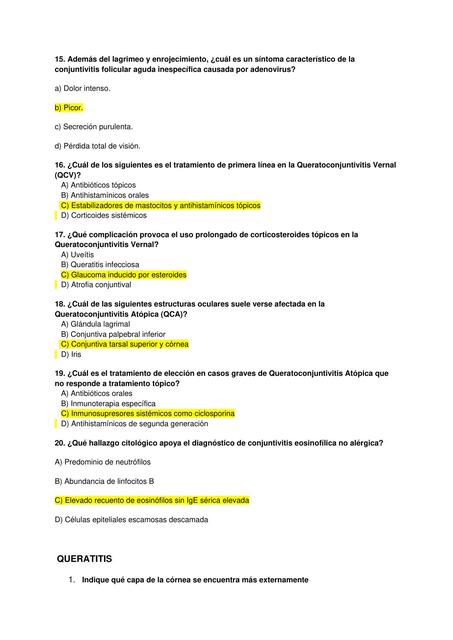 BANCO DE PREGUNTAS OFTALMOLOGIA 4 | Doctor_teco | uDocz