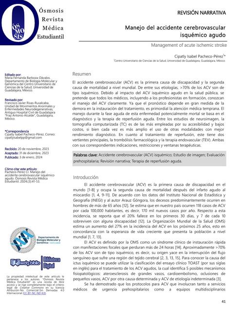manejo del ictus isquemico | oraima sanchez | uDocz
