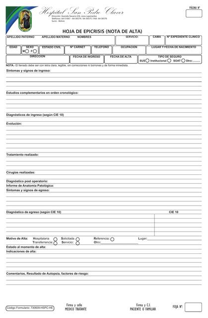 Epicrisis Nota de Alta | ZERO4POLO | uDocz