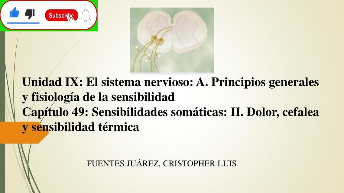 CAPÍTULO 49 SENSIBILIDADES SOMÁTICAS II DOLOR CEFALEA y SENSIBILIDAD TÉRMICA | Dr. Cristopher ...