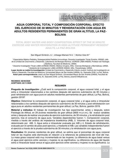 Agua corporal y composición corporal | Estudiante Medicina | uDocz