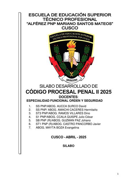 SILABUS DESARROLLADO PROCESAL PENAL II | John | uDocz