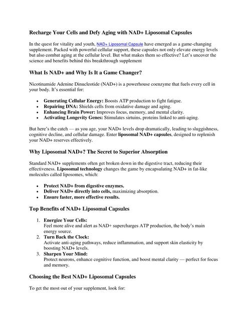 10 NAD Liposomal Capsule docx | Seans Williams | uDocz