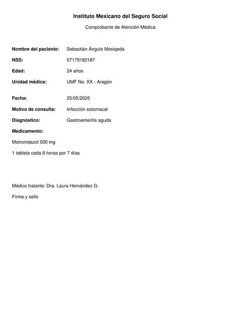 Comprobante Cita IMSS Sebastian Angulo | Dago | uDocz