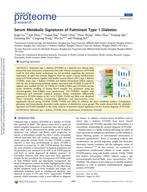lu et al serum metabolic signatures of fulminant t | JULIAN | uDocz