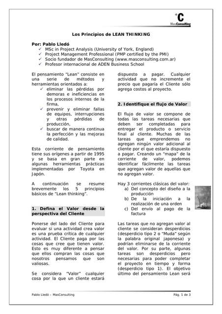 LOS PRINCIPIOS DE LEAN THINKING | Civil Zone | uDocz