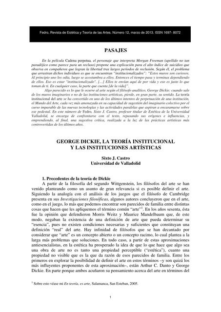 George Dickie la teoria institucional y las instit | jani | uDocz