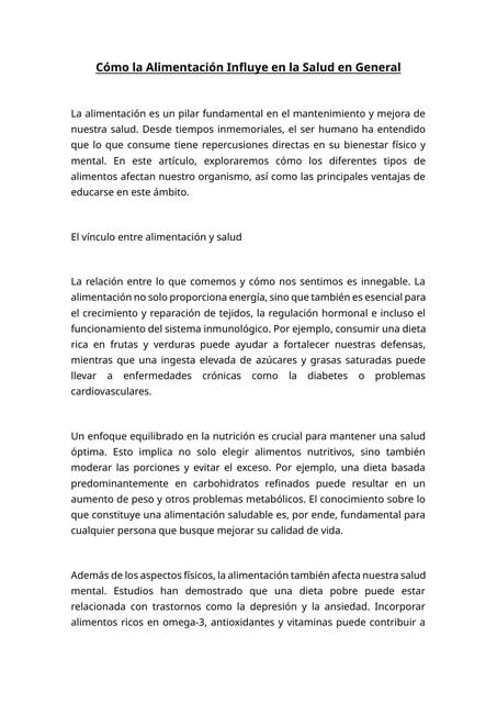Cómo la Alimentación Influye en la Salud en General | Nutricion sana y ...