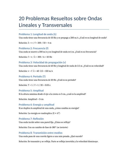 20 Problemas Ondas Lineales Transversales | Lelvin José Sequeira Alemán ...