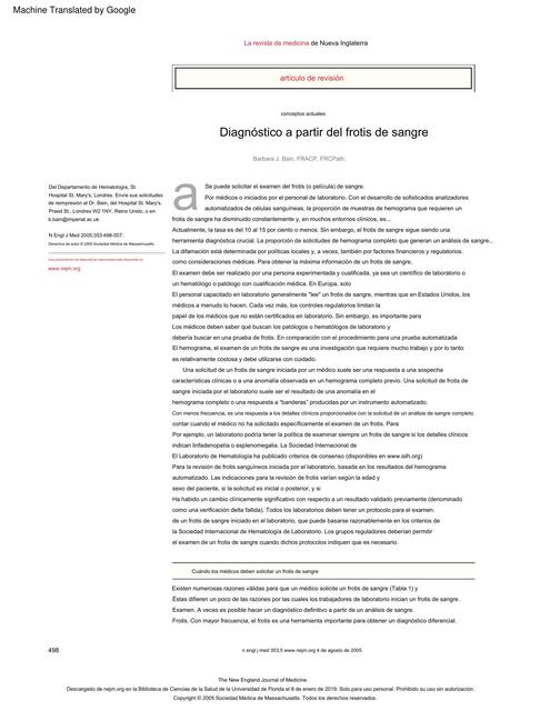 Diagnóstico a partir del frotis de sangre (Artículo) | Atziri Hernández ...