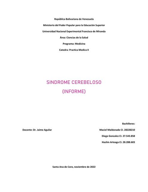 TEMA 6 SX CEREBELOSO semio | Victor Blanco | uDocz