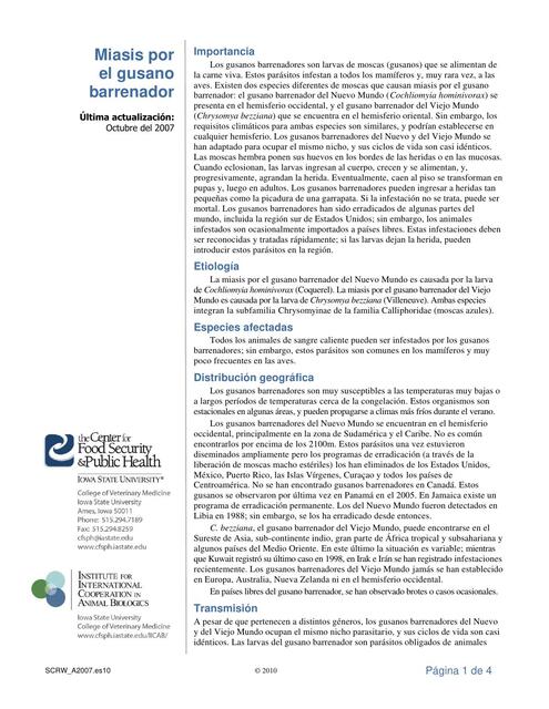 miasis por el gusano barrenador | Evelin Jazmin | uDocz