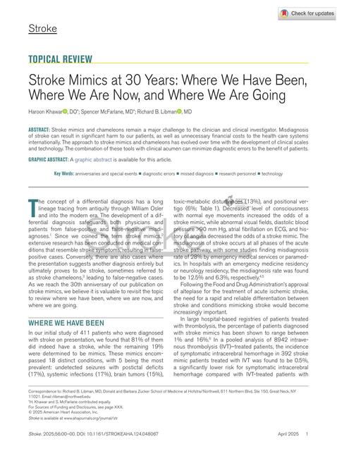 Stroke mimics AHA 1 | Javier Flores | uDocz