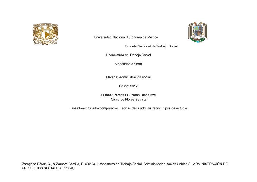 Cuadro comparativo Teorías de la administración ti | DIANA ITZEL | uDocz