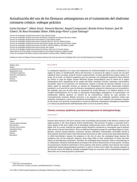 Fármacos Antianginosos en Síndrome Coronario | Mariam A. | uDocz