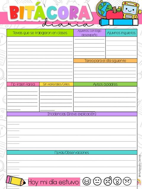 Bitácora diaria para maestros gratis | Juliette Cordova Tirado | uDocz