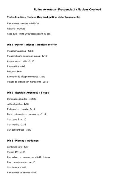Rutina Avanzada Frecuencia 2 | Santiago | uDocz