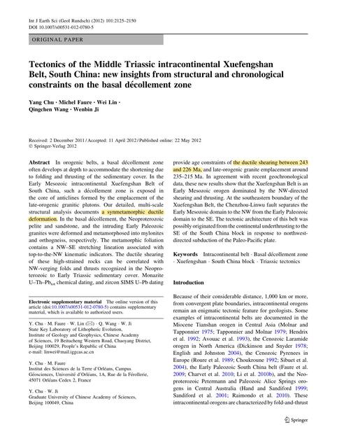 Chu Middle Triassic deformation in Xuefengshan | chicha | uDocz