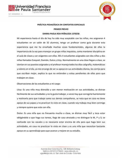 Primer Previo Ensayo | Danna | uDocz