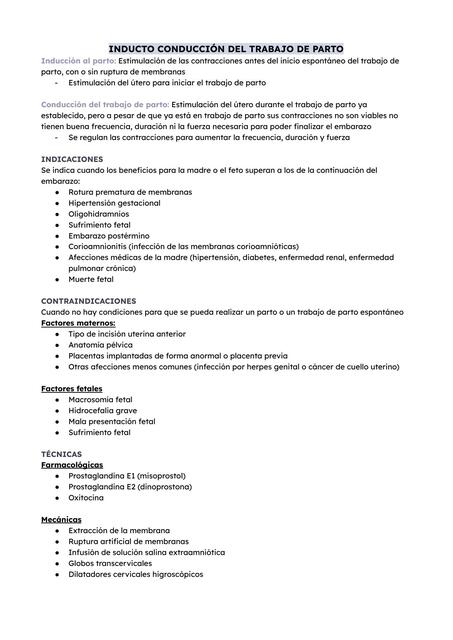 Inducto conducción de trabajo de parto | Fátima Garrido | uDocz