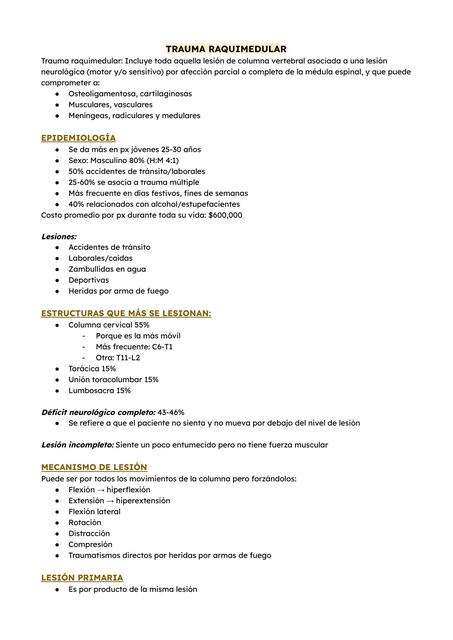 Traumatismo raquimedular | Fátima Garrido | uDocz