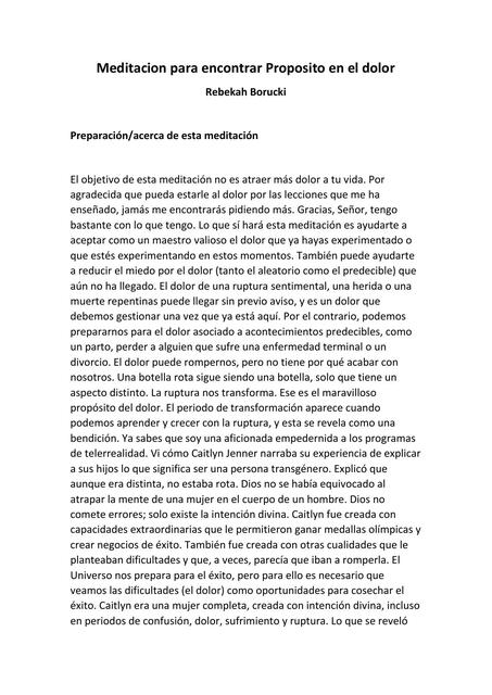Meditacion para encontrar Proposito en el dolor Re | karimedsnotes | uDocz