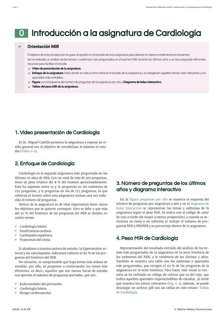 INTRODUCCIÓN CARDIOLOGÍA | Mariam A. | uDocz
