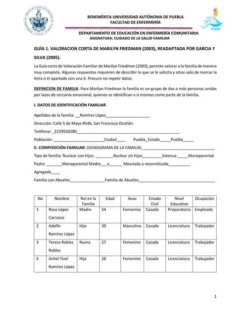 Guía de valoración familiar | Adriana Michell | uDocz