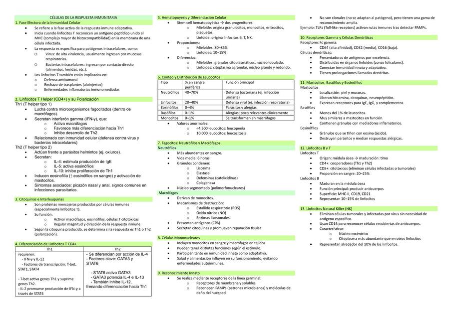 4 Células de la respuesta inmunitaria | foranea_medstudent | uDocz