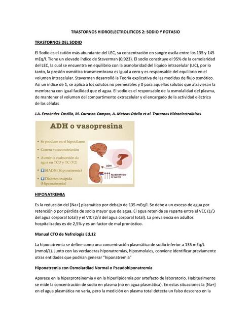 GUIA TRASTORNOS HIDROELECTROLITICOS 2 SODIO Y POTA | Cesar Vera | uDocz