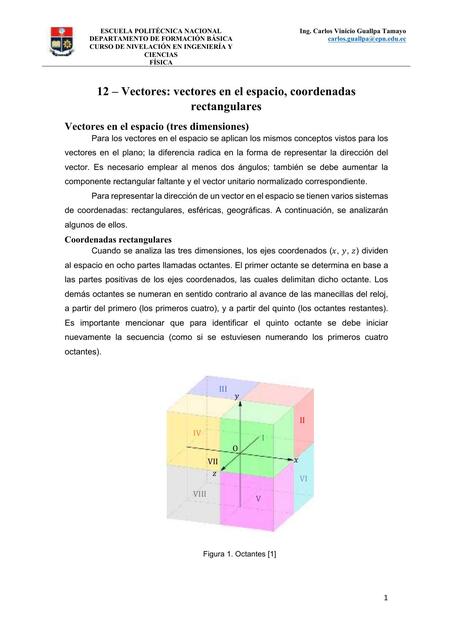Teoría 12 Vectores Vectores en el espacio coordena | Vladimir Coello ...