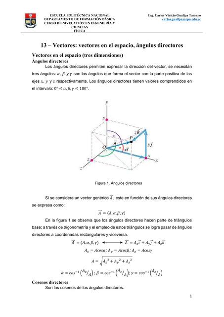Teoría 13 Vectores Vectores en el espacio ángulos | Vladimir Coello | uDocz