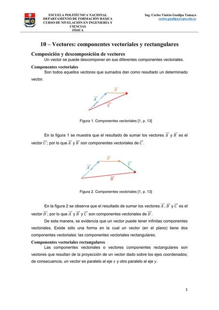 Teoría 10 Vectores Componentes vectoriales y recta | Vladimir Coello ...