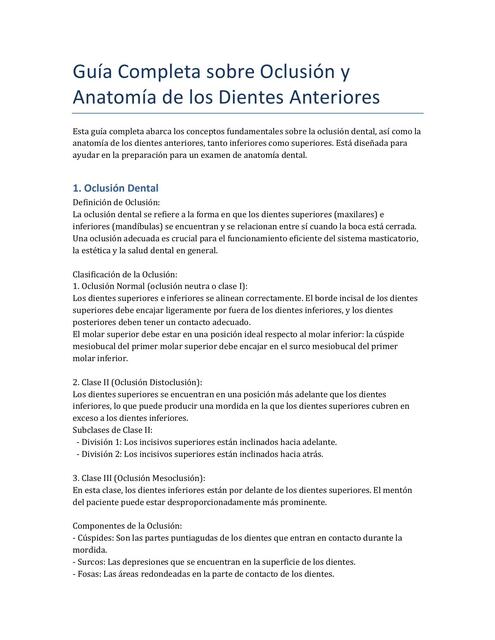 Guia Oclusion Anatomia Dental | Josten Isidro | uDocz