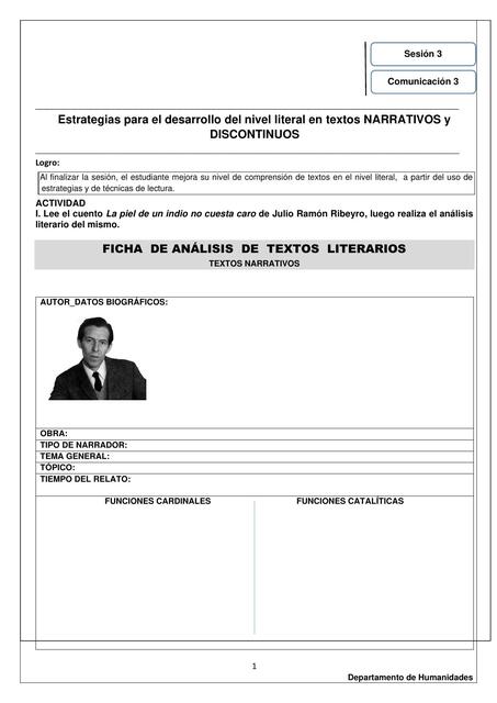 Guía3 Estrategias del nivel literal en textos Narrativos y Disconituos ...