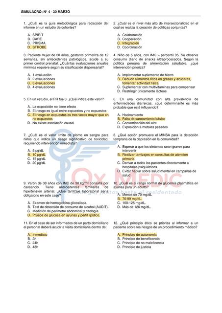 Simulacro ENCAPS N°4 - Qx Medic (RESUELTO) | Andrea Llanqui García | uDocz