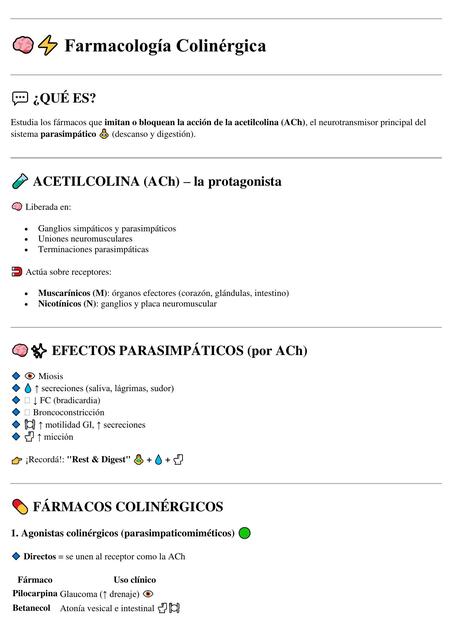 farmacologia colinergica | Celeste Codutti | uDocz