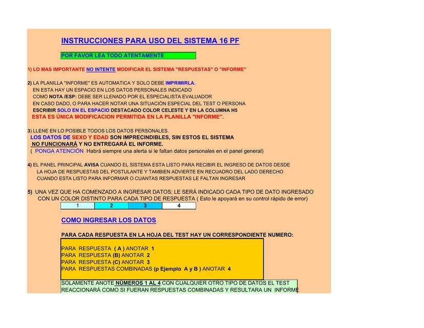 16 pf 105 preguntas | LISBETH LUZ | uDocz