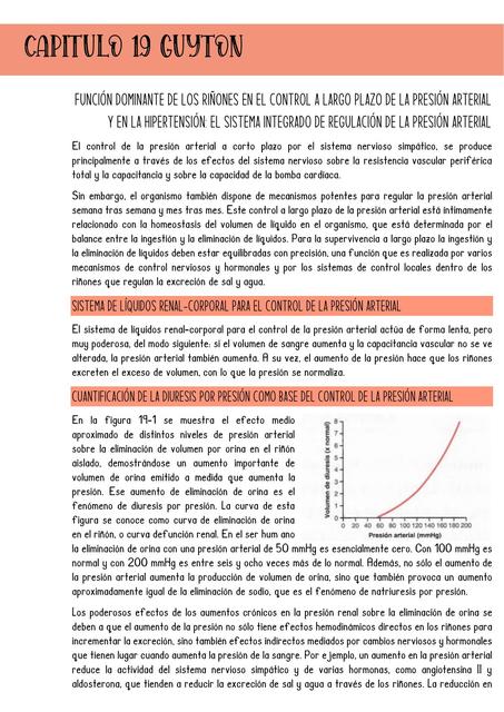 CAPITULO 19 GUYTON Función dominante de los riñones en el control a largo plazo de la presión ...