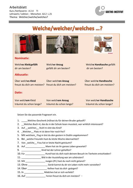 AB Welcher welche welches | Mis apuntes de Medicina | uDocz