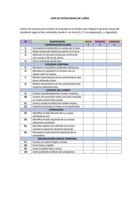 lista de cotejo 1 | Juliana Emeli | uDocz