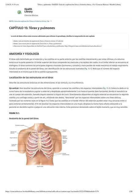 Tórax y pulmones BATES Guía de exploración fís | -- | uDocz