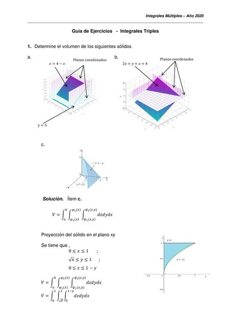 Guía de integrales triples | Matemáticas y ciencia | uDocz