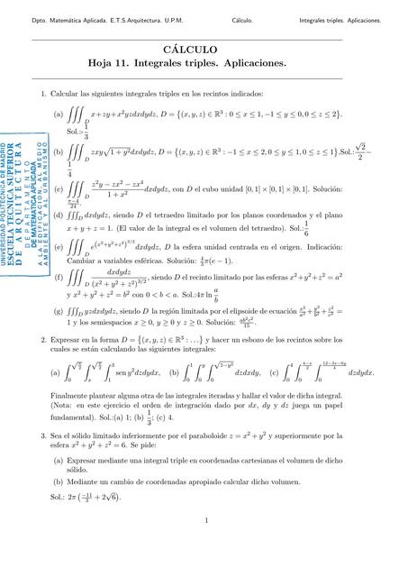 Integrales triples. Aplicaciones | Matemáticas y ciencia | uDocz