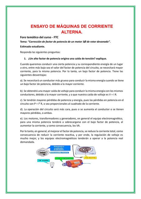FORO TEMÁTICO ENSAYO DE MÁQUINAS DE CORRIENTE ALTE | Enoc | uDocz