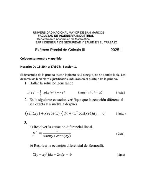 Ex parcial Calculo III ISST I | Luis | uDocz