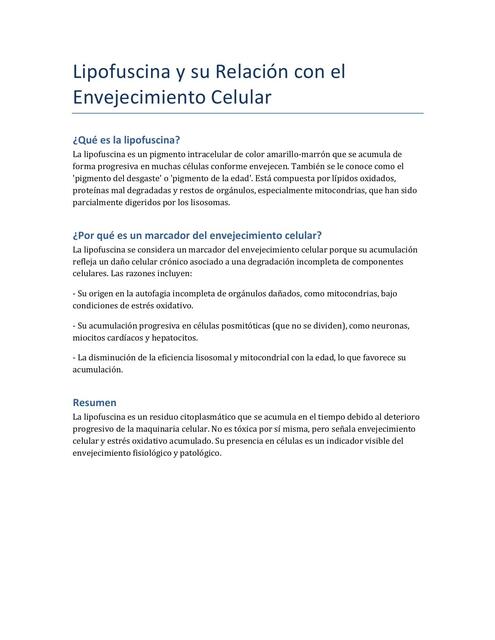 Lipofuscina Marcador Envejecimiento | Angel Telleria | uDocz