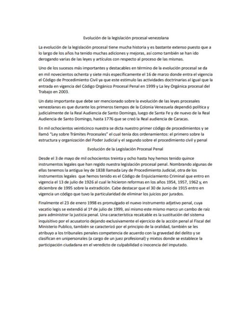 Evolución de la legislación procesal | Ana Gisela Mercado | uDocz